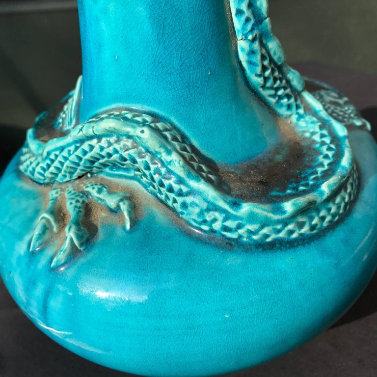 Japan, Meiji Blue "Writhing Dragon" Porcelain Vase, Awaji Kiln at 1stDibs