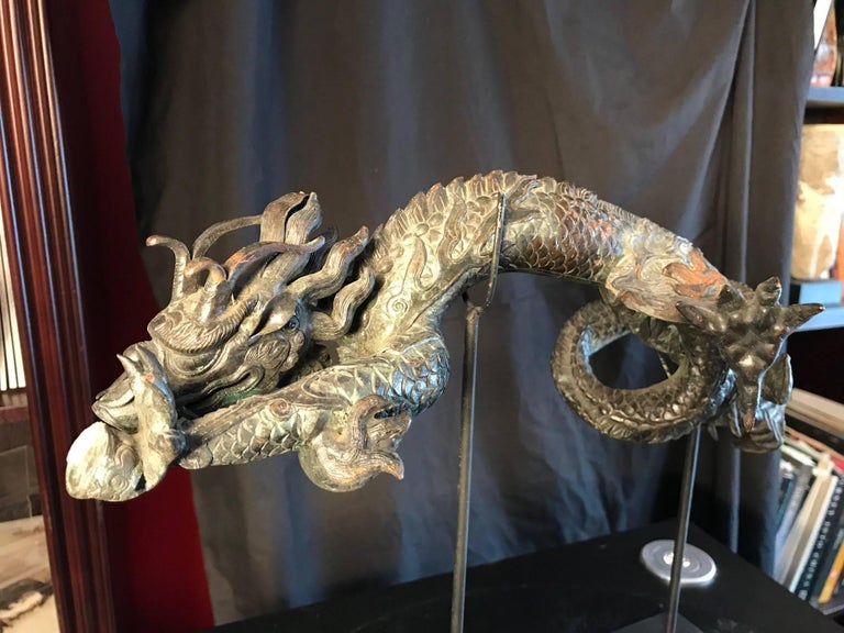 Chinese Antique Imperial "5 Claw" Dragon Bronze Sculpture at 1stDibs