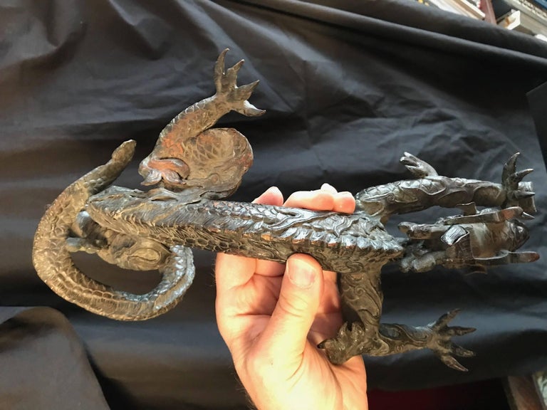 Chinese Antique Imperial "5 Claw" Dragon Bronze Sculpture at 1stDibs