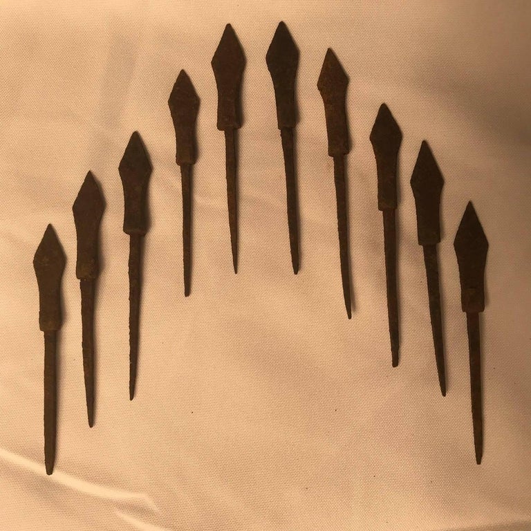 Japanese Antique Samurai Forged Iron Arrow Collection Ten Arrows, 150 ...