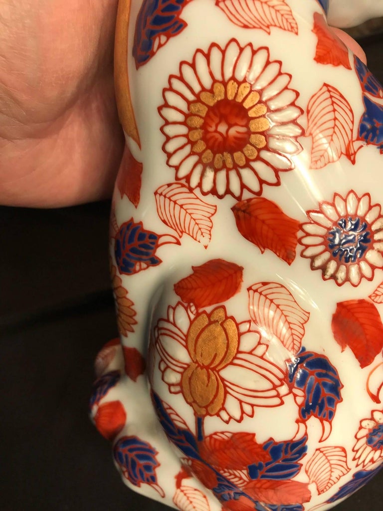 Japanese Pair of Imari Porcelain Lovable Cats Sculpture, Signed Base at ...