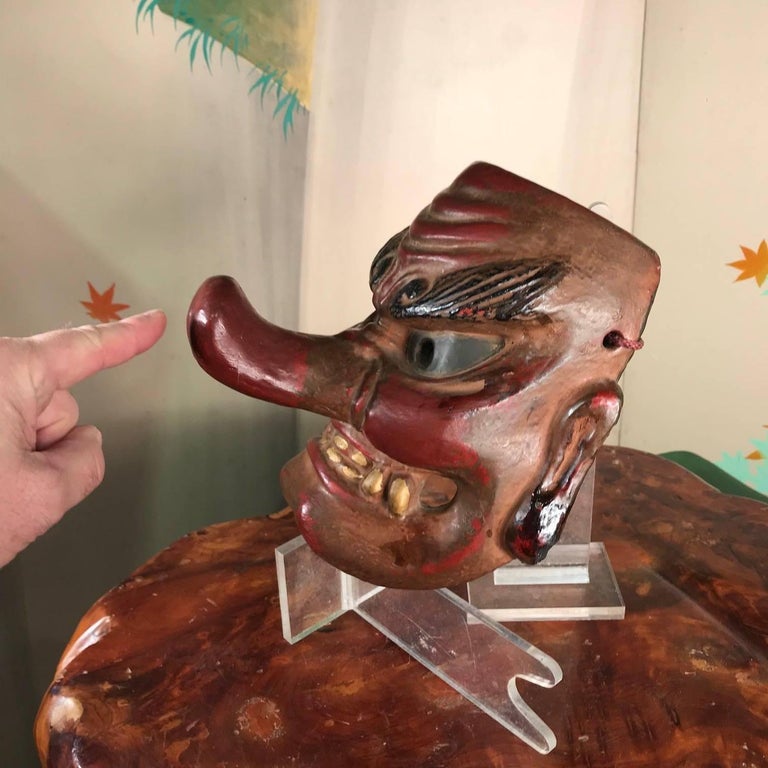 Powerful Japanese Old Forest God Mask Tengu Dramatic Nose at 1stDibs ...