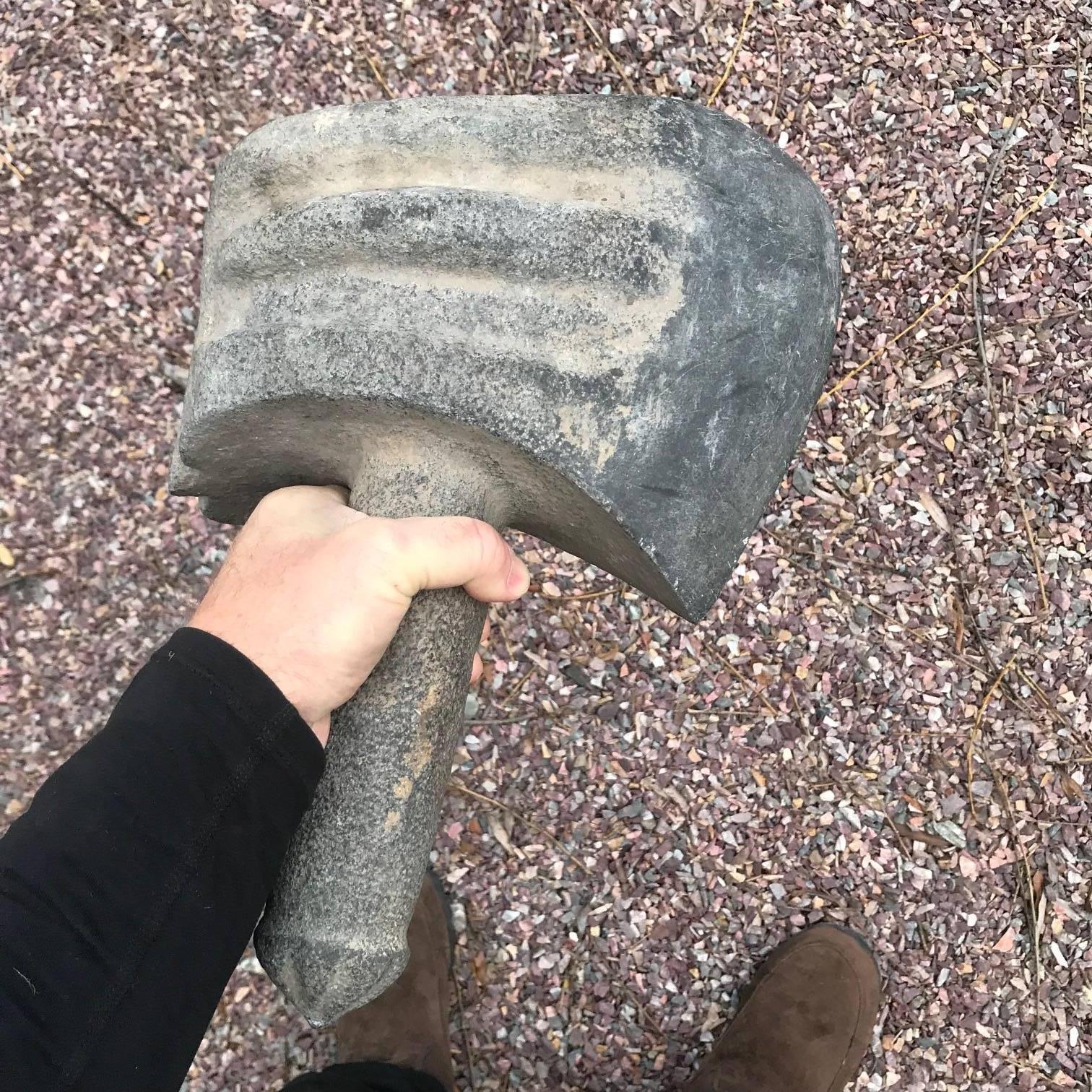 Massive Hand-Carved Stone "Human Effigy" Axe Tool at 1stDibs