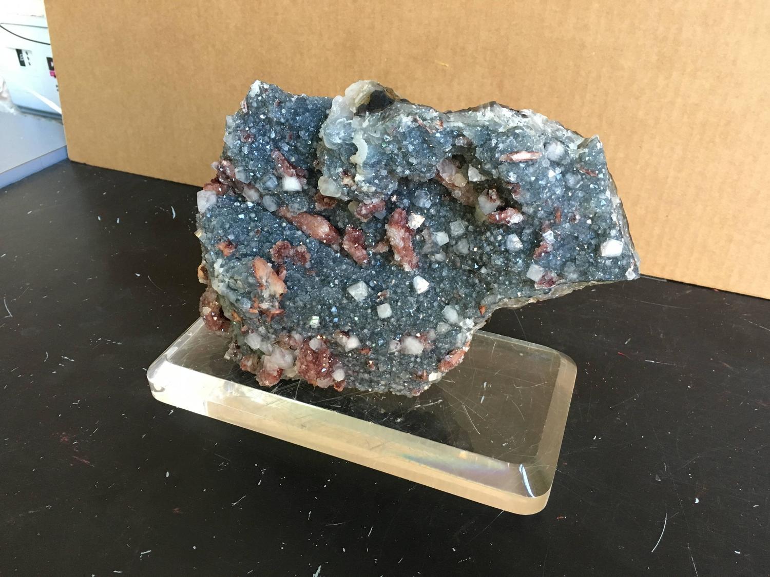 Unusual Grey and Burgundy Quartz Rock Crystal on Lucite Base For Sale ...