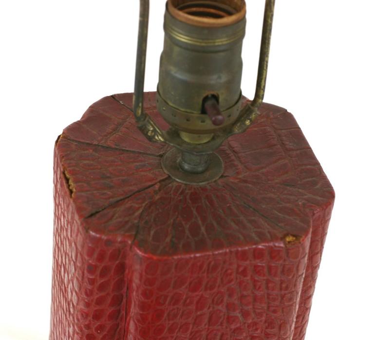 Karl Springer Alligator Grained Lamp For Sale at 1stDibs