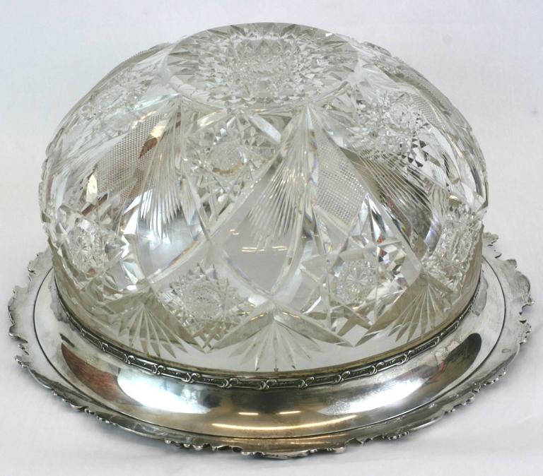 Large Victorian Crystal Punch Bowl with Sterling Lip For Sale at ...