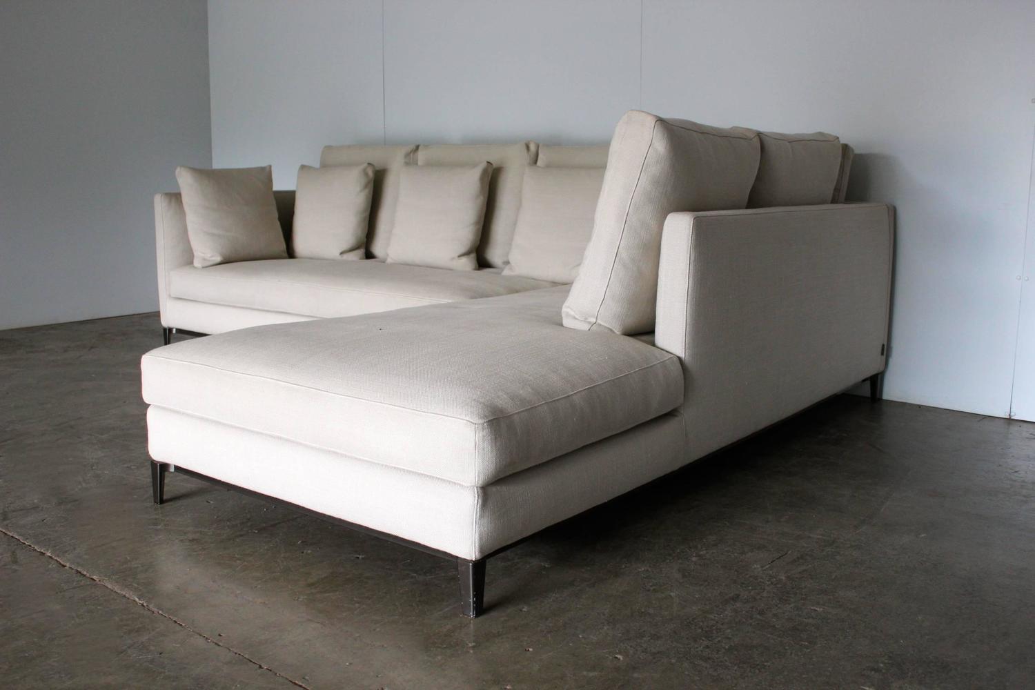 Minotti "Andersen Slim 103 Quilt" L-Shape Sofa by Dordoni in "Paco ...