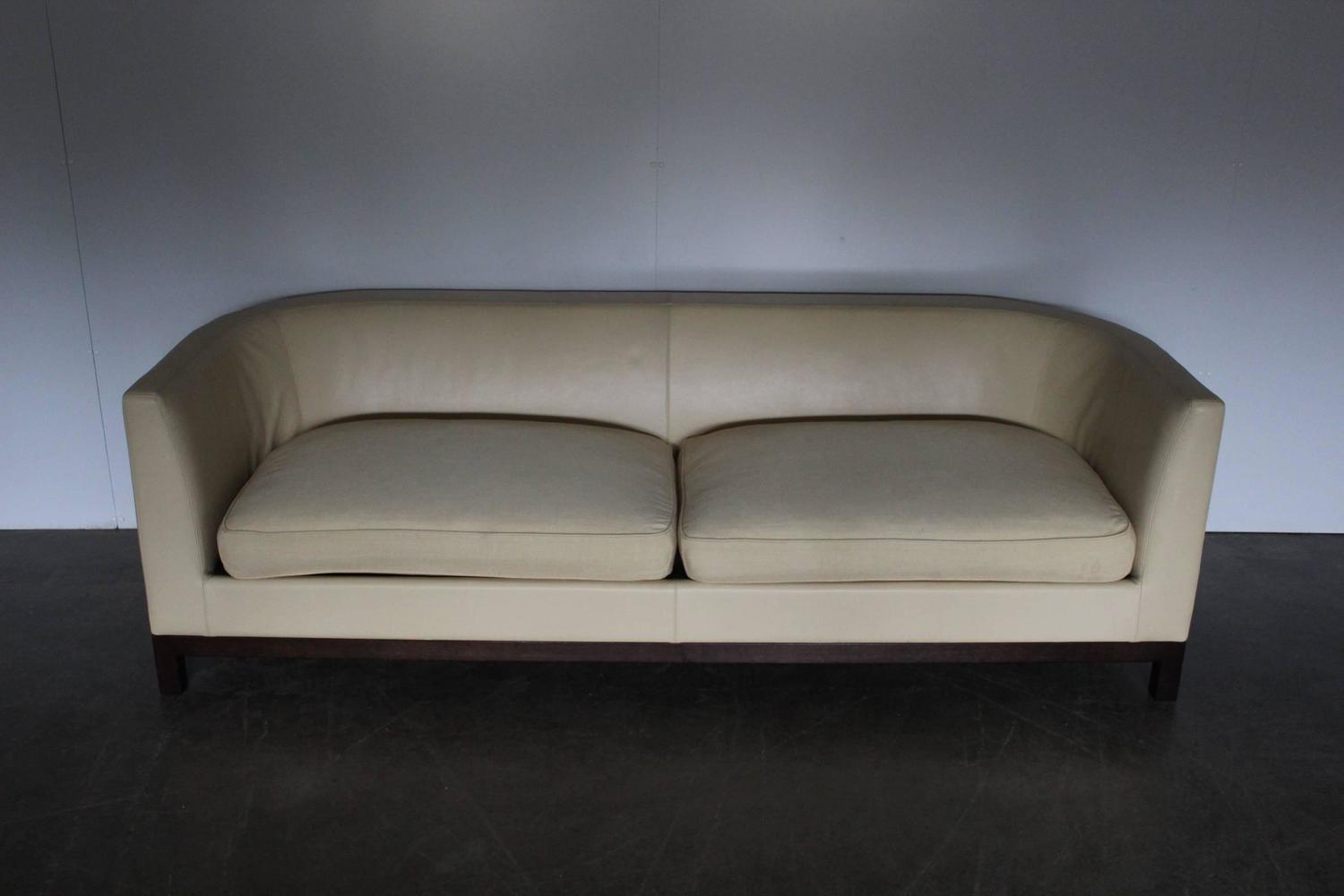 Christian Liaigre "Curved-Back" Three-Seat Sofa in Cream Leather and ...