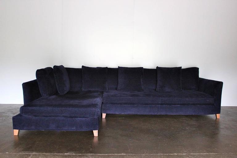 Flexform "Victor" Sectional L-Shape Sofa in Navy Blue Velvet at 1stDibs