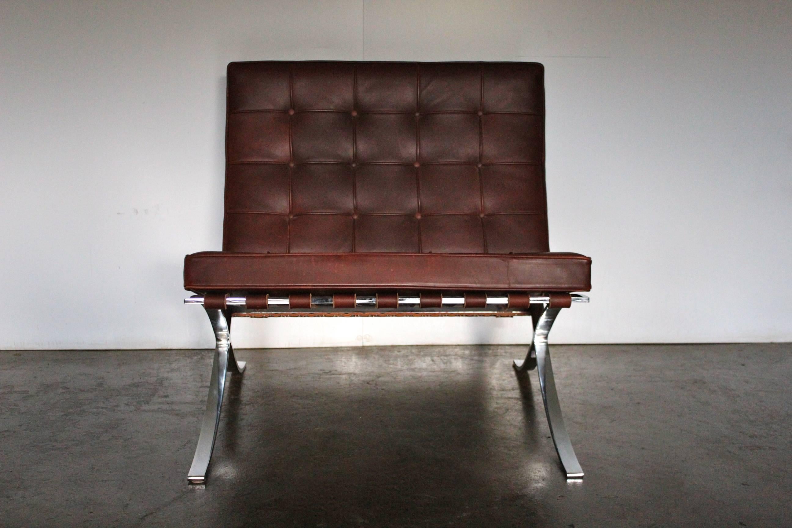 Knoll Studio "Barcelona" Lounge Chair and Ottoman" Suite in Brown ...