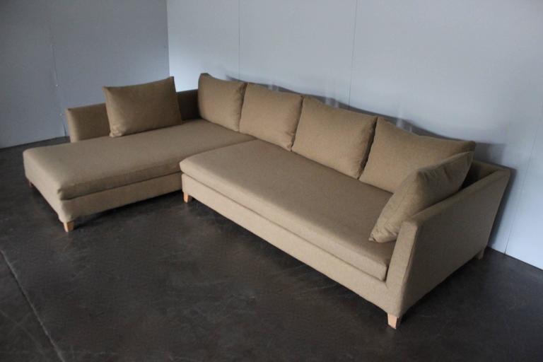 Flexform "Victor" Sectional L-Shape Sofa in Neutral Pale-Brown Woven ...