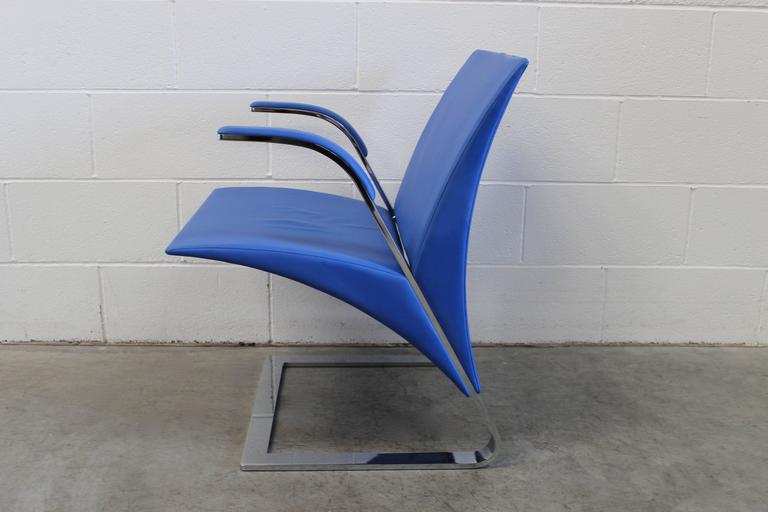 Poltrona Frau "Ravello" Armchair in Blue "Pelle" Leather by Ricardo ...