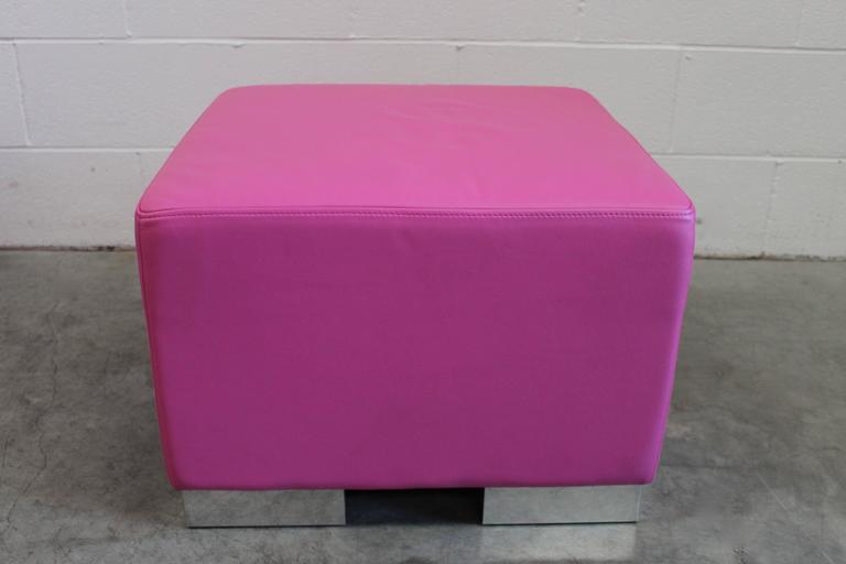 Poltrona "Talus" Armchairs and "Massimo" Footstool in Hot Pink "Pelle ...