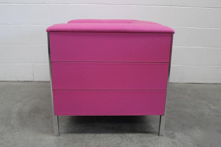 Poltrona "Talus" Armchairs and "Massimo" Footstool in Hot Pink "Pelle ...