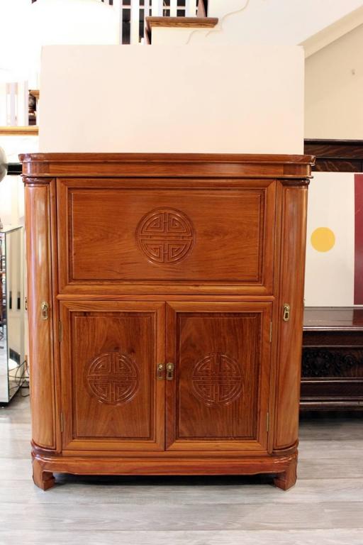 Carved Fruitwood Chinese Bar Cabinet For Sale at 1stDibs | chinese ...