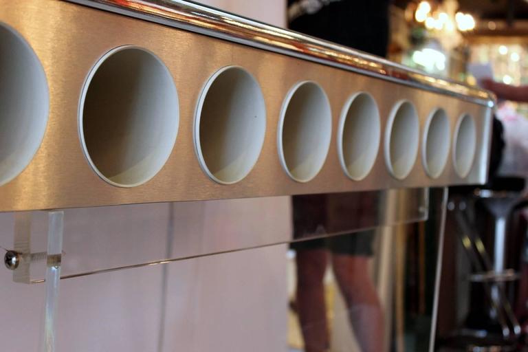 Lucite and Brushed Metal Illuminated Bar by Hills Mfg at 1stDibs