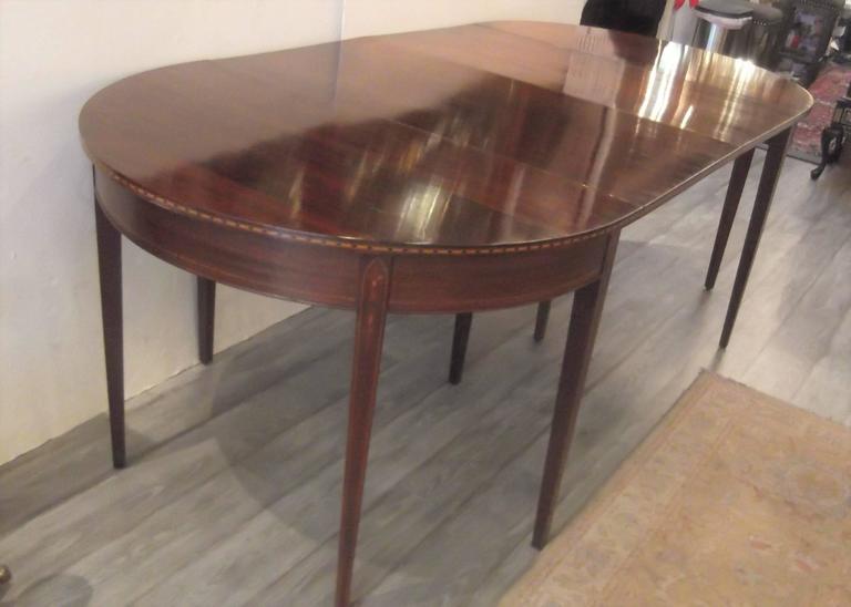 Mahogany Federal Style Inlaid Demilune Dining Table at 1stDibs