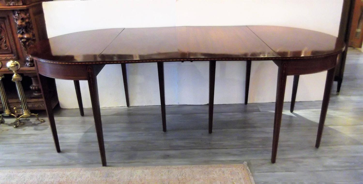 Mahogany Federal Style Inlaid Demilune Dining Table For Sale at 1stdibs