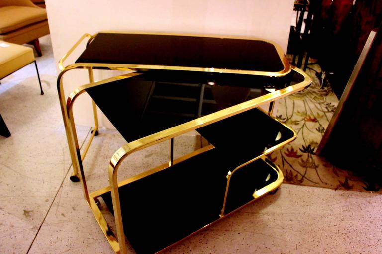 Expandable Brass Bar Or Tea Cart By Milo Baughman For Dia At 1stdibs
