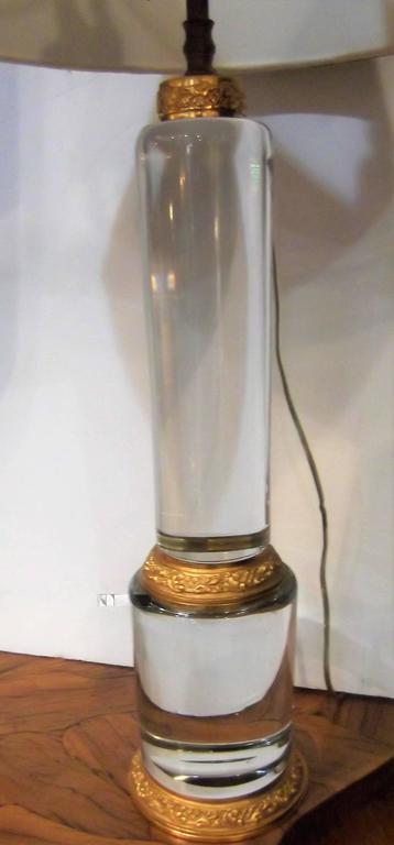 Pair of Solid Crystal Column Lamps For Sale at 1stDibs