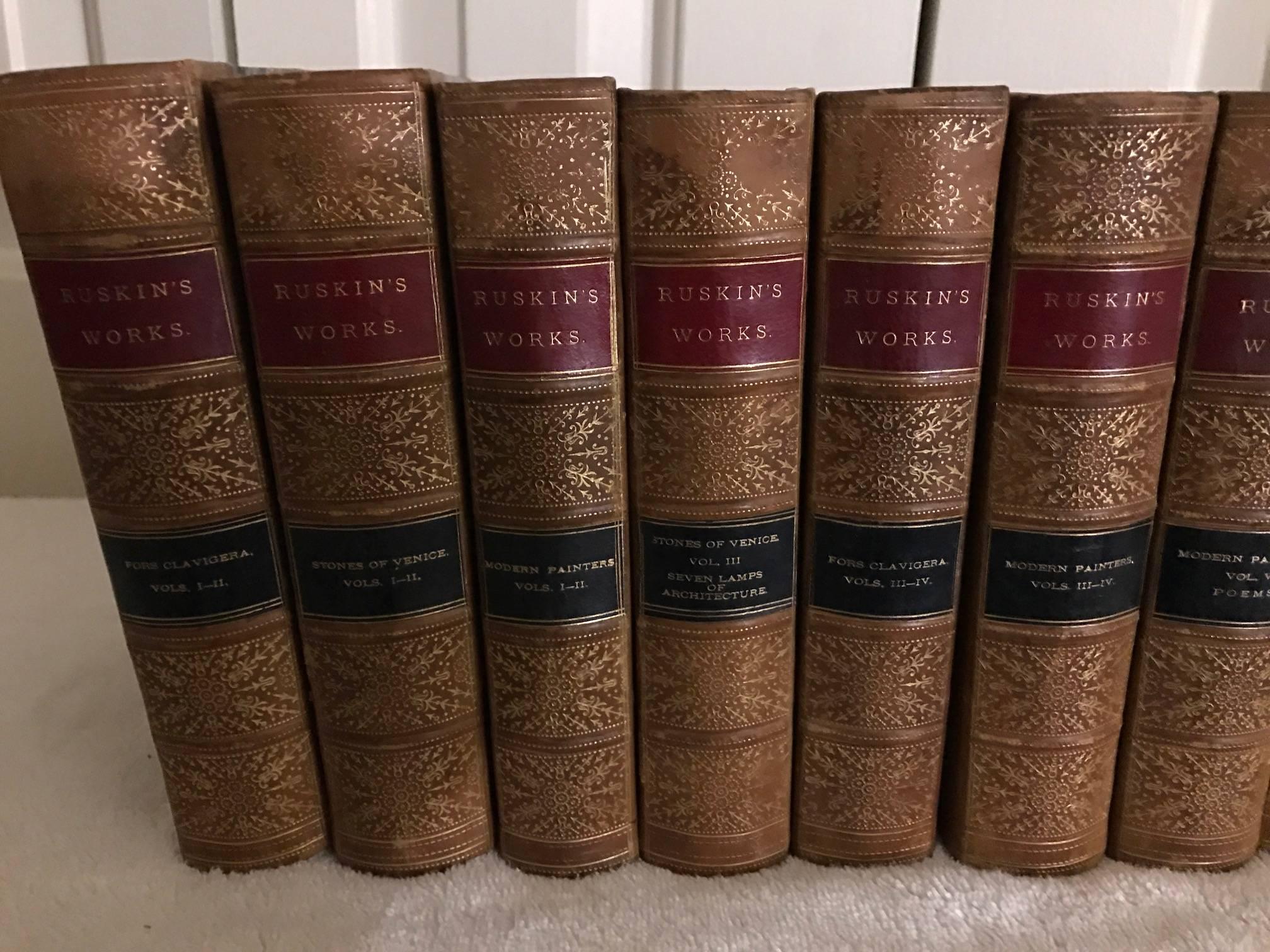 12 Volumes Leather Bound Books Ruskin's Works John Ruskin at 1stDibs ...
