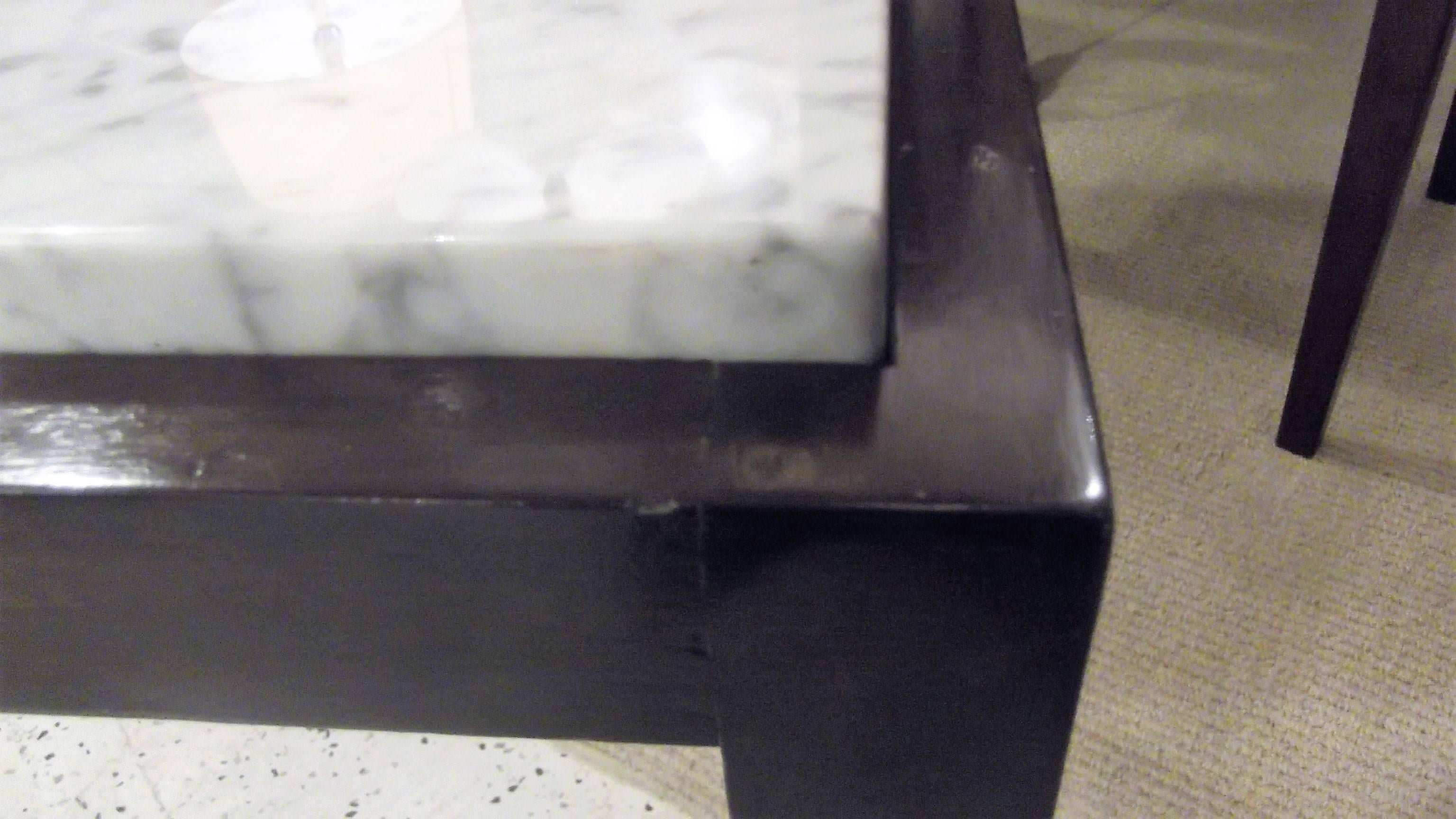 Long and Narrow Walnut and Marble Cocktail Table at 1stDibs