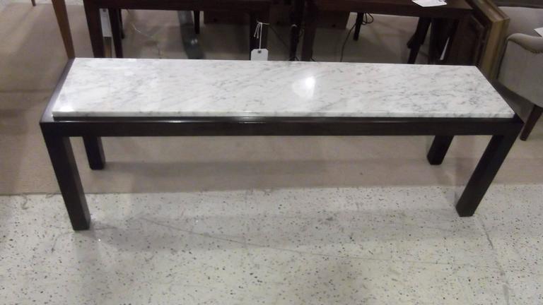 Long and Narrow Walnut and Marble Cocktail Table at 1stDibs