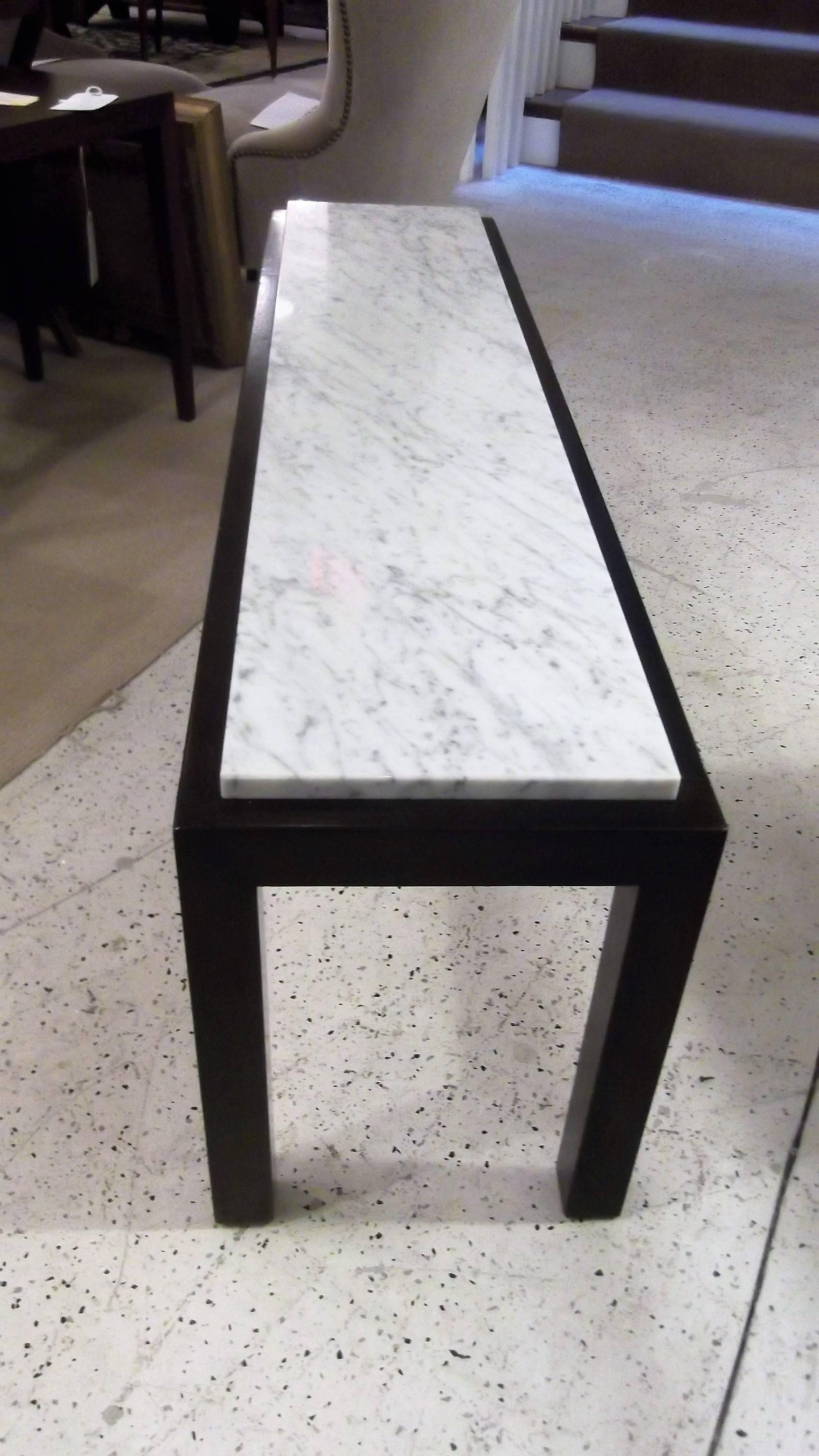 Long and Narrow Walnut and Marble Cocktail Table at 1stDibs