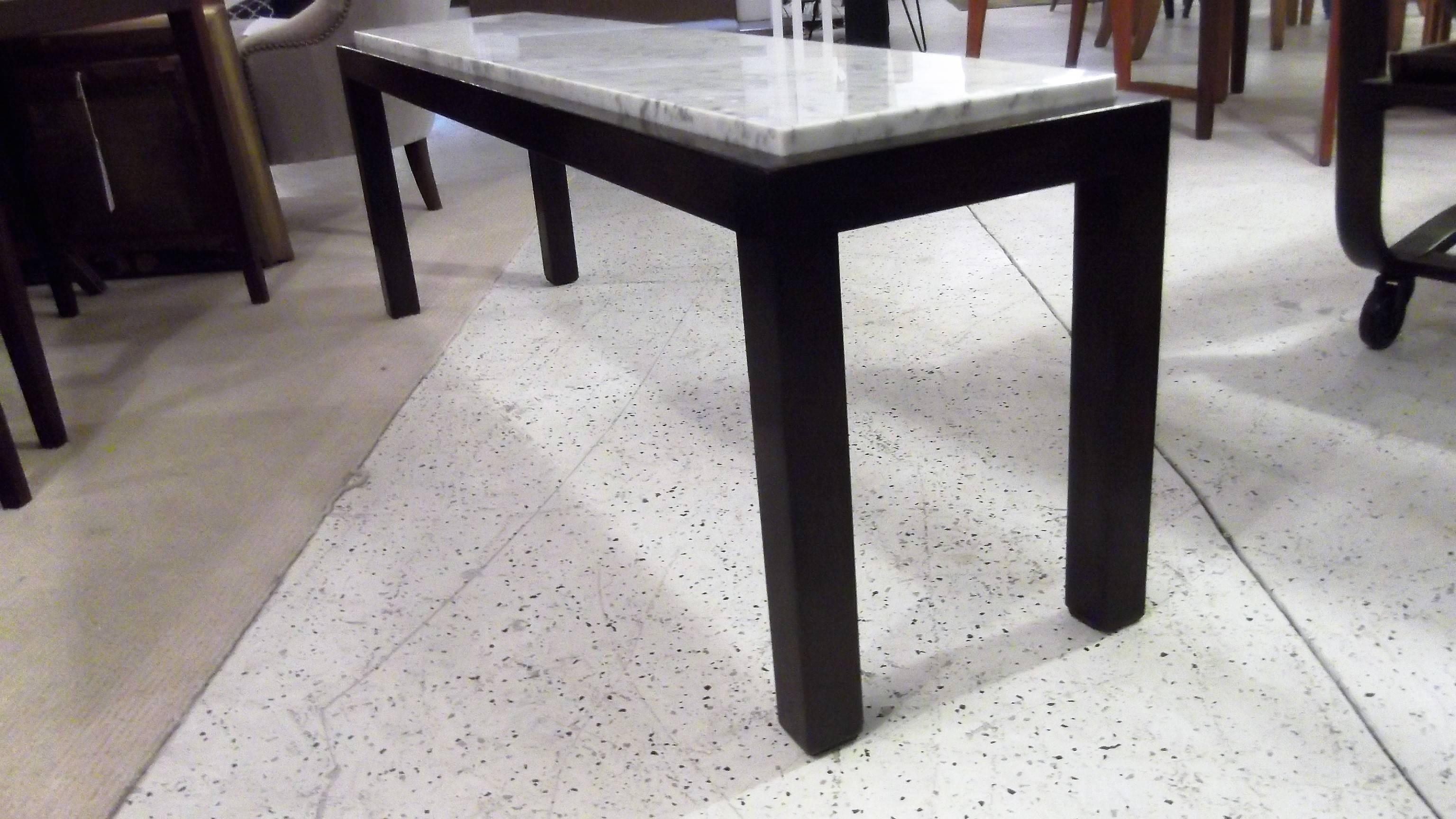 Long and Narrow Walnut and Marble Cocktail Table at 1stDibs