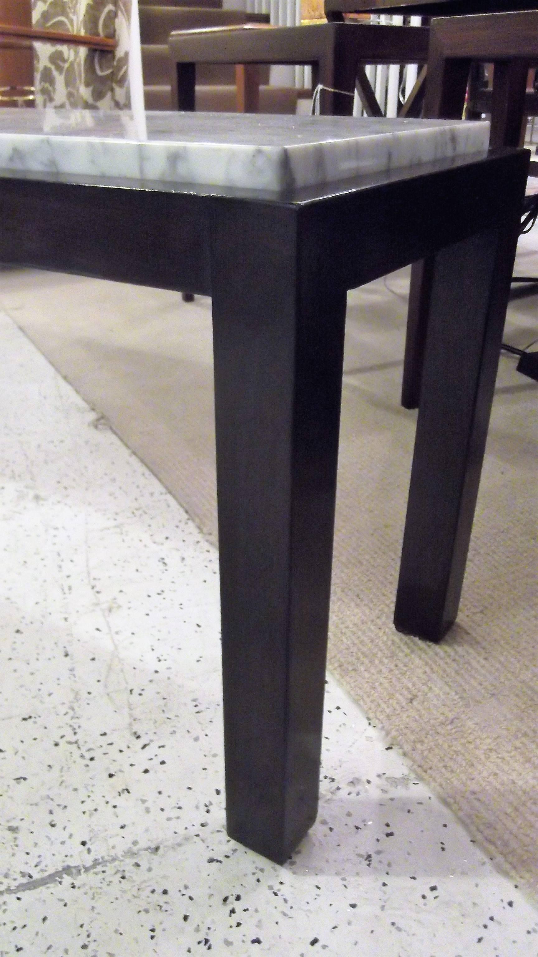 Long and Narrow Walnut and Marble Cocktail Table at 1stDibs