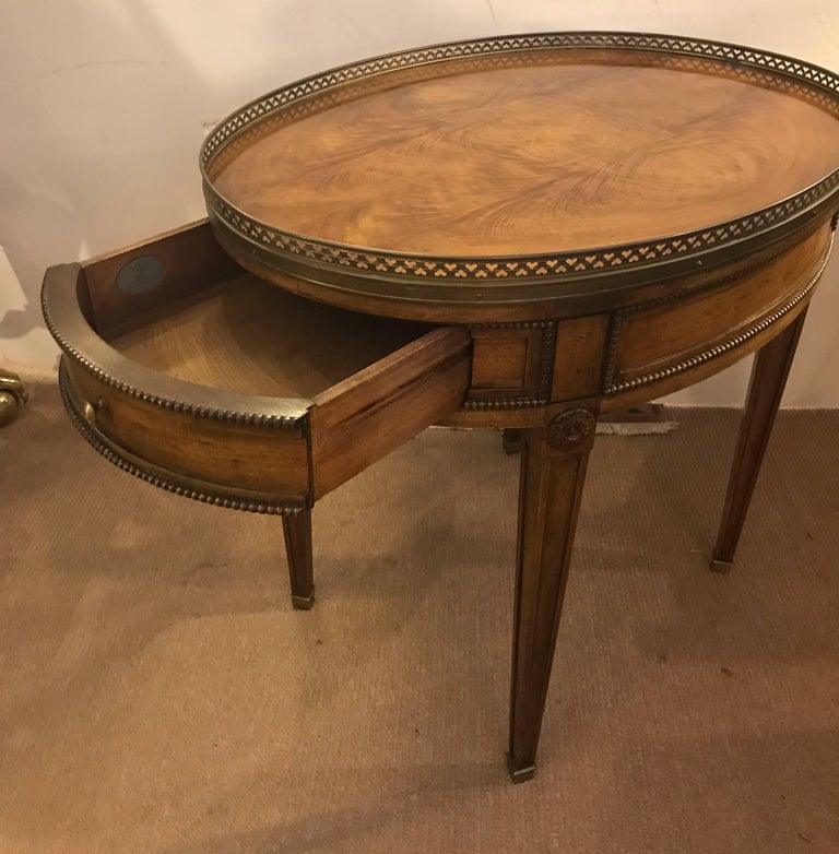 Pair of Oval Baker Side Tables with Gallery Top For Sale at 1stDibs