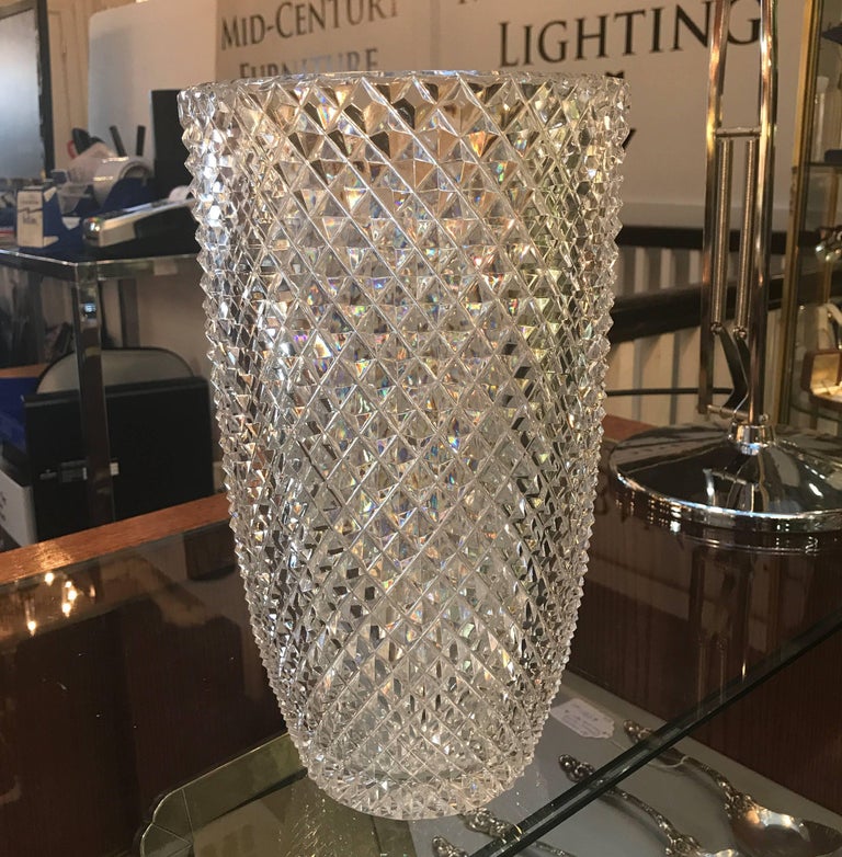 Late 19th Century Diamond Cut Crystal Vase For Sale at 1stDibs ...