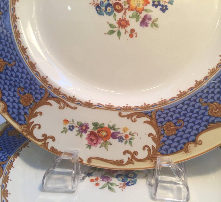Set of Ten Hand-Painted English Service Plates For Sale at 1stDibs
