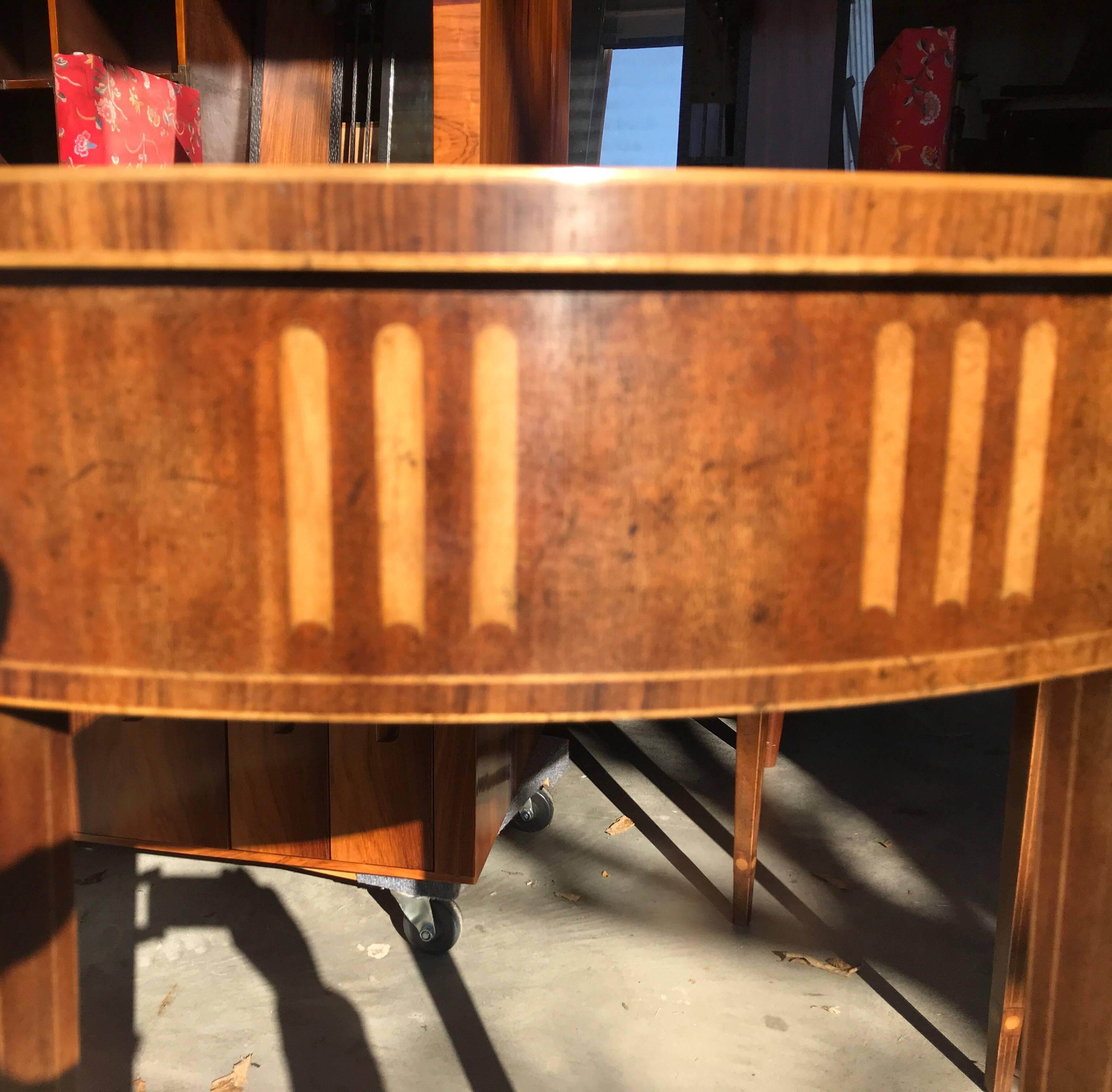 English Adam Style Inlaid Demilune Console Table by Baker For Sale at 1stDibs