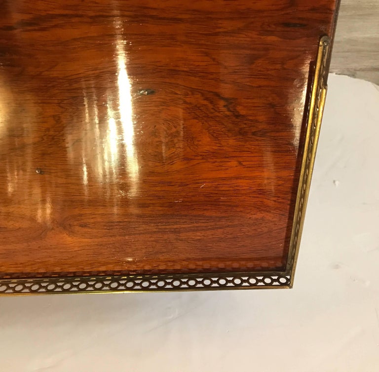 Rosewood Gallery Top Table with Pull Side Trays For Sale at 1stDibs