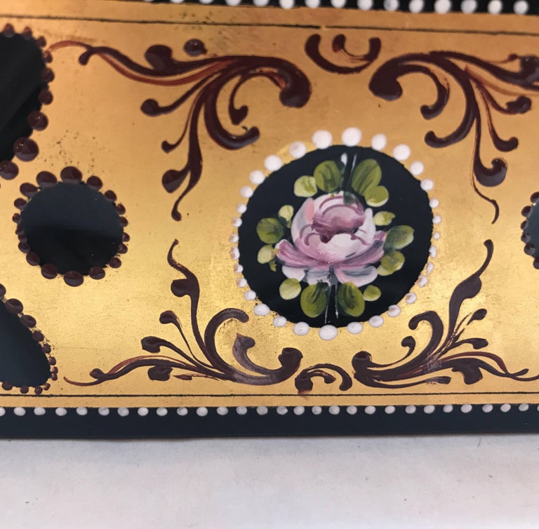 Antique 19th Century Gold Encrusted and Hand Enameled Hinged Glass ...