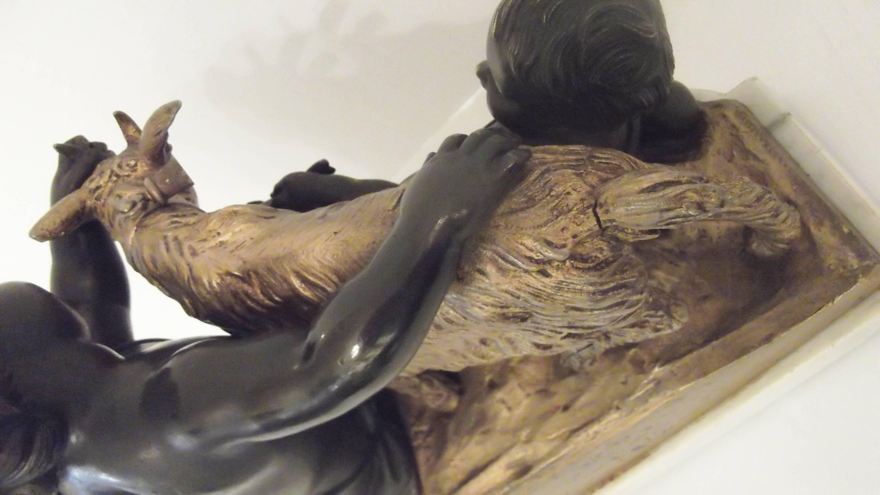 19th Century Bronze "Putti Feeding a Goat" after Clodion For Sale at ...