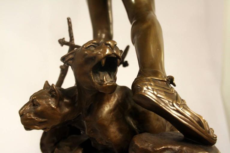 19th Century Elegant Bronze Figure Orpheus and Cerberus by Raoul Verlet ...