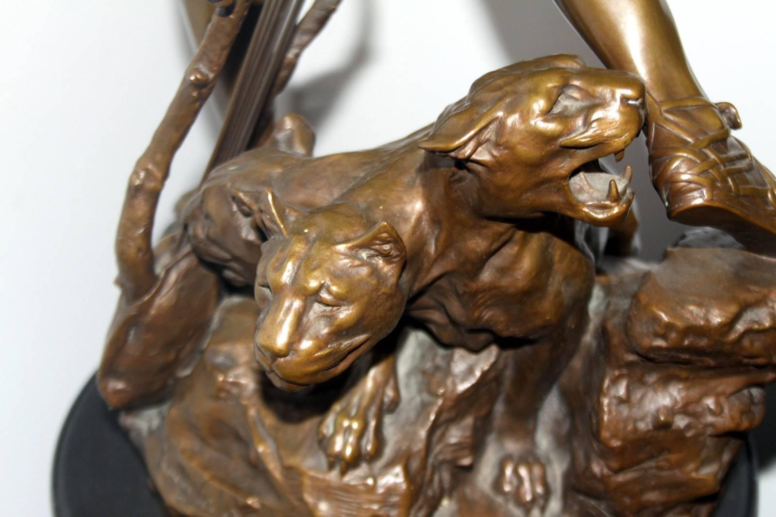 19th Century Elegant Bronze Figure Orpheus and Cerberus by Raoul Verlet ...