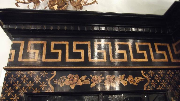 Hand-Painted and Ebonized Japanned Breakfront Cabinet with Storage For ...