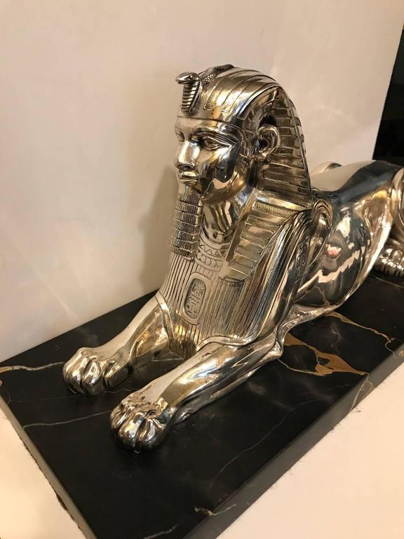 Empire Silvered Bronze Sphinx, 19th Century For Sale at 1stDibs
