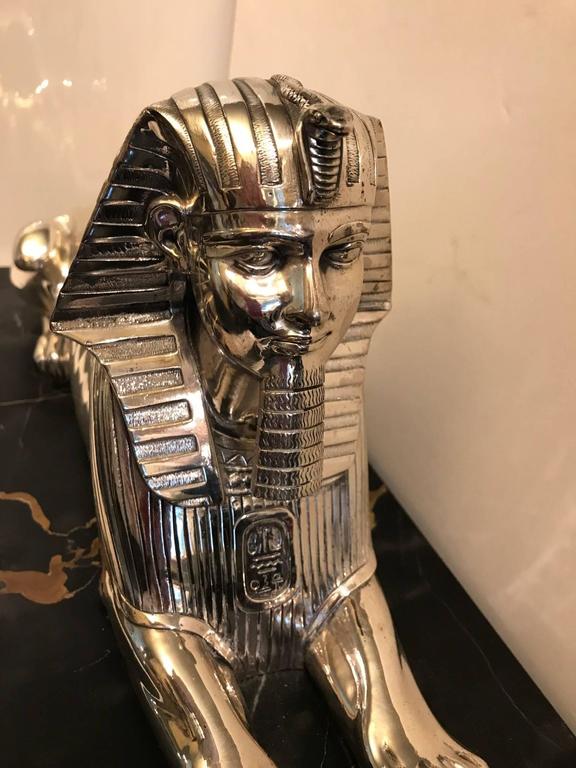 Empire Silvered Bronze Sphinx, 19th Century For Sale at 1stDibs