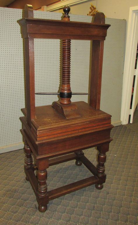 Large Antique Oak and Iron Library Book Press For Sale at 1stDibs