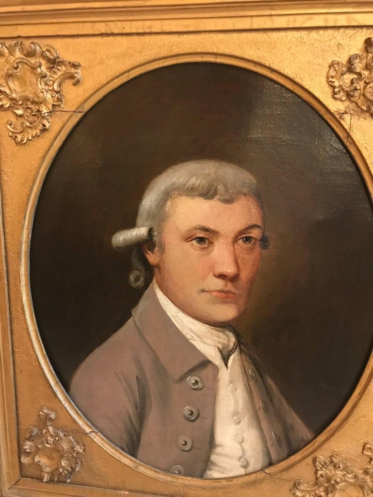 Pair of English 18th Century Oil on Canvas Portraits of an Aristocratic ...