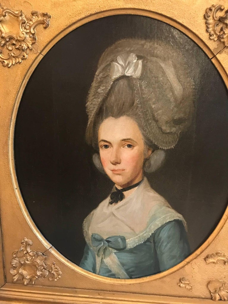 Pair of English 18th Century Oil on Canvas Portraits of an Aristocratic ...