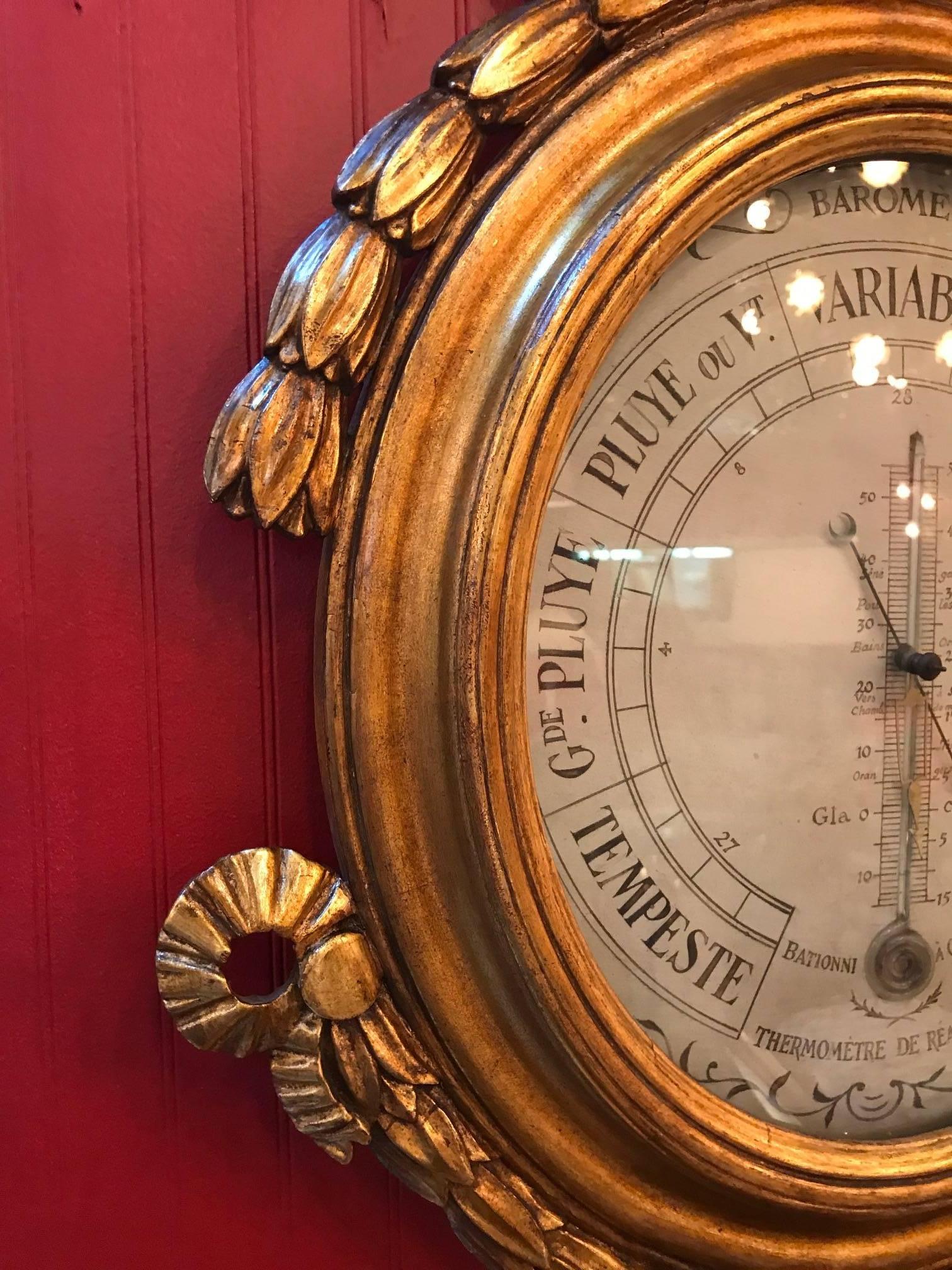Antique French Giltwood Barometer at 1stDibs | french barometer