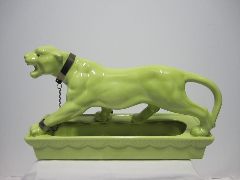 Mid-Century Tiger Lamp with Emerald Green-Like Eyes at 1stDibs