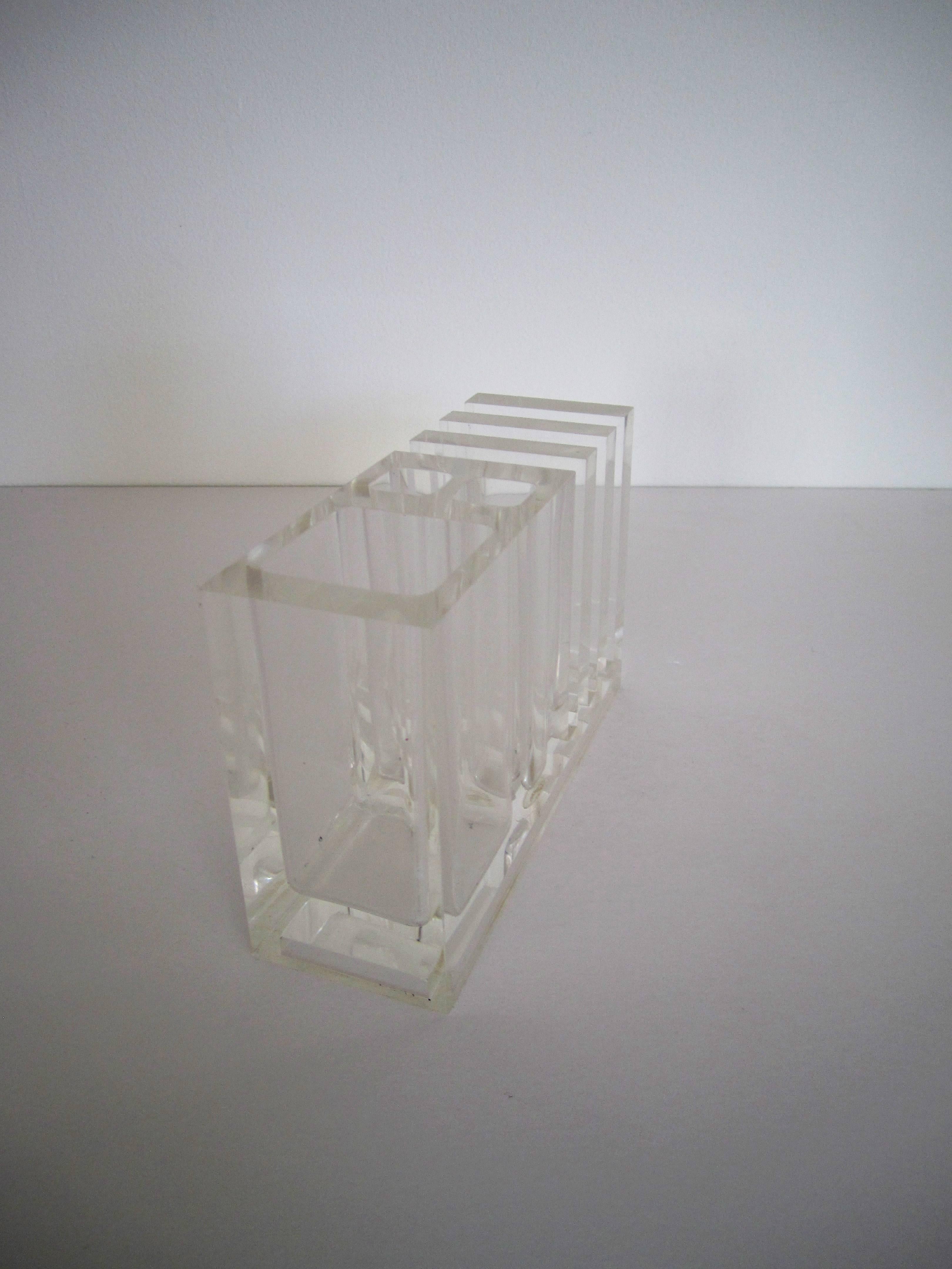Italian Postmodern Lucite Pen or Pencil Desk Holder By Designer Rede ...