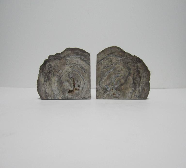 Pair of Vintage Grey Geode Bookends at 1stDibs