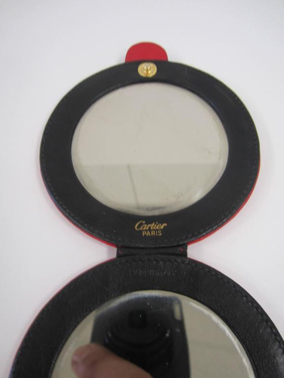 Vintage Red Leather Cartier Compact Mirror, Paris at 1stDibs